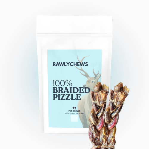 Wild Venison Braided Pizzle | Natural Long Chews | Rawly Chews